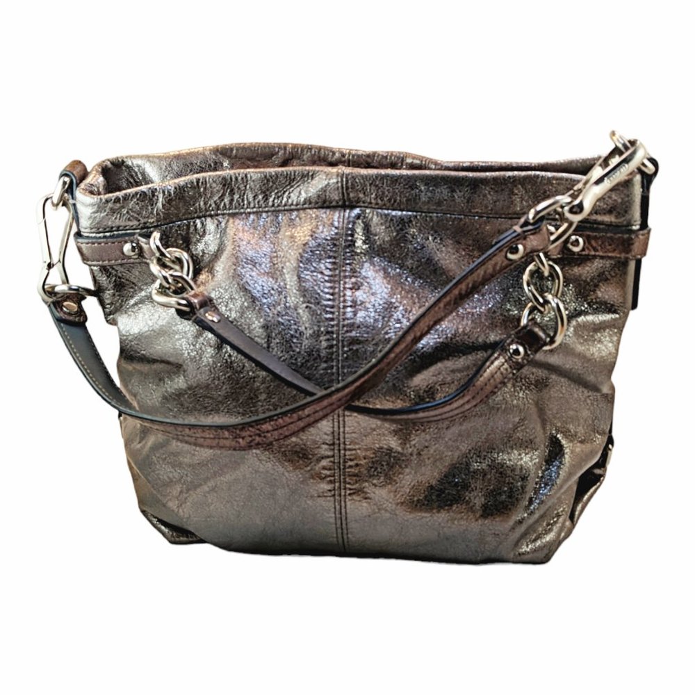 Coach Brooke Metallic Silver/Pewter Leather Hobo Shou… - Gem